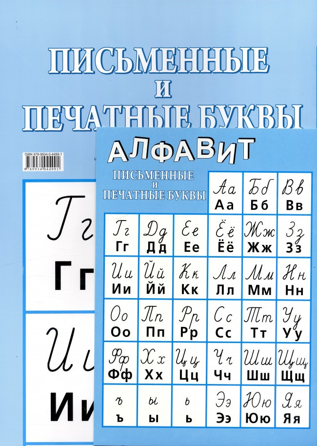 Alfavit plakāts liels un mazs. Pismenie i pečatnie bukvi