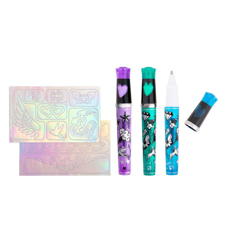 Gēla pildspalvas tetovējumu zīmēšanai uz ādas (3 gab., 2 dizaini)